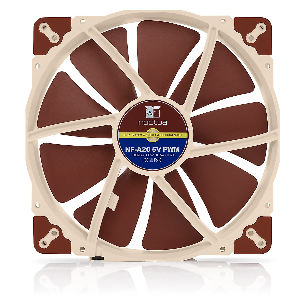 Noctua NF-A20 5V PWM, Premium Quiet Fan with USB Power Adaptor Cable, 4-Pin, 5V Version (200x30mm, Brown)