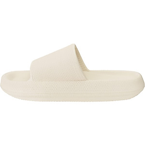 Joomra Cloud Slides For Women Pillow Slippers Massage Foam Cushioned Nude Summer Bathroom Sandals Pool Beach Ladies Outdoor Non Slip Thick Sole Female Sandles Beige 37-38