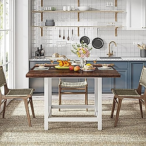 LITTLE TREE 39.5 Inches Small Conference Room Table for 4 People,Oak&Whtie