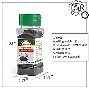 SPACECARE Magnetic Iron Powder Filings for Magnet Education and School Projects, Storage Jar (12 Ounces) with Shaker Lid, 1 Pack