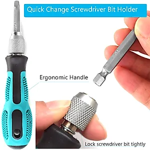 1/4 Hex Screwdriver Bit Holder Handle 2PCS, SKZIRI Hex Screwdriver Bit Handle Holder Set with 1 Quick Change Handle and 1 Magnetic Screwdriver Bit Holder Handle