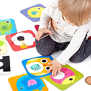Banana Panda Match The Baby Toddler Puzzles and Matching Activity - Set includes 12 Large 2-Piece Beginner Puzzles with Round Elements to Mix and Match - for kids ages 18 months and up