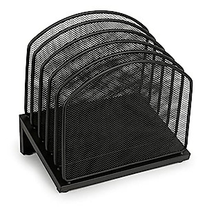 Slimry Design Desk File Organizer Vertical 5 Tier Black Metal Mesh Desktop Organizer, Office Organization File Holder for Documents and Desk Accessories,