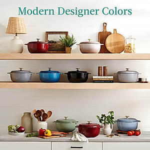 Best Choice Products 6 Quart Enamel Cast-Iron Round Dutch Oven, Family Style Heavy-Duty Pre-Seasoned Cookware for Home, Kitchen, Dining Room, Oven Safe w/Lid, Dual Handles - Sage Green