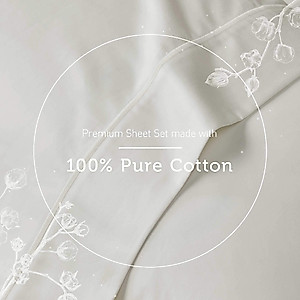 Hyde Lane 100% Cotton Ivory Boho Bedding Set King Size, Included Duvet Cover、Fitted Sheet、Flat Sheet 、Shams