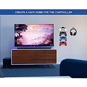 OAPRIRE Game Controller Wall Mount Holder Stand (4 Pack) for Xbox ONE PS4 PS5 STEAM Switch PC, Universal Gamepad Controller Accessories with 4 Cable Clips - Create Exclusive Game Fortresses - Clear
