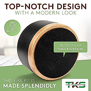 TKS Tabletop Fire Pit Indoor and Outdoor Use Fireplace with 4 Skewers Mini Personal Fire Pit Great for Roasting Marshmallows (Black/Gold)