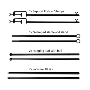 OSYIN Over The Table Rod Stand with Clamps, 46-82”Length, Adjustable Metal Balloon Flower Arch Stand, Decorated Arch for Party, Birthday, Wedding, Halloween, Christmas, Black