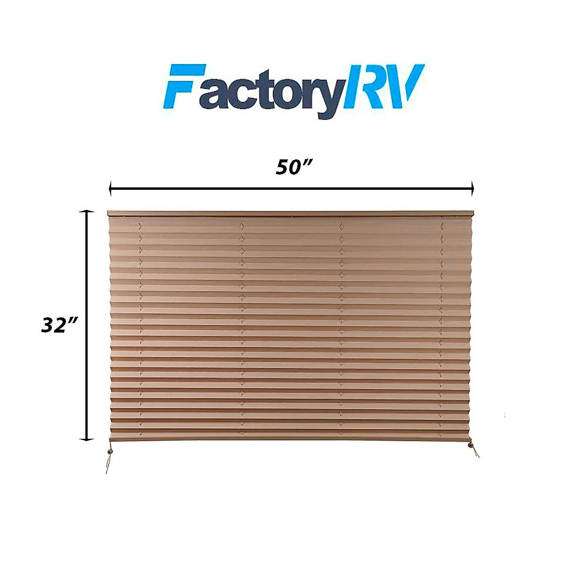 Camper Comfort 50" X 32" Cappuccino RV Pleated Shade | Camper Blinds | RV Privacy Blinds | RV Solar Shade| Motor-Coach Shades