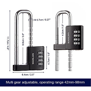 Combination Lock,4 Digit Combination Lock 3/8Inch Long Shackle Outdoor Waterproof Padlock for School Locker, Gym Locker, Hasp Storage, Fence, Gate, Cooler, Case (Black, 1 Pack)