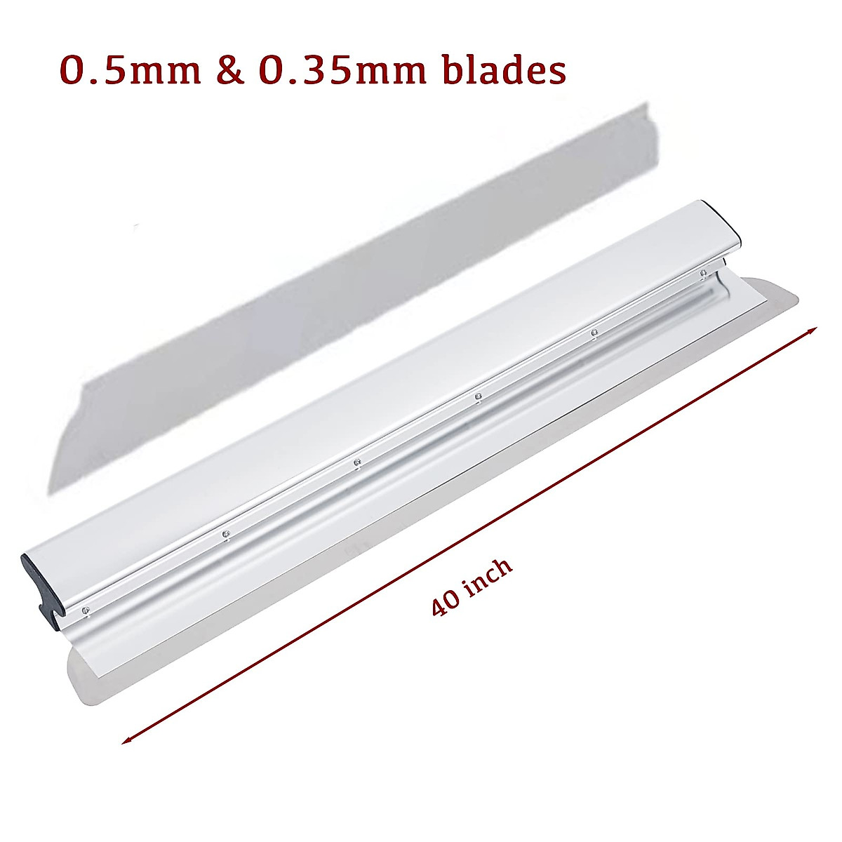 BXGTECH Skimming Blade 40" Blades with 0.5mm & 0.35mm blades 301 Stainless Steel Blade Extruded Aluminum Construction Drywall Tools High-Impact End Caps Sheetrock Gyprock Wall-Board Plasterboard