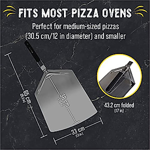 Checkered Chef Pizza Peel - Extra Large, Stainless Steel Metal Pizza Paddle with Folding Handle, Pizza Oven Accessories - 13 Inch x 15 Inch
