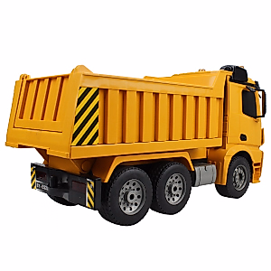 fisca Remote Control Truck, 1/20 Scale 6 Channel 2.4Ghz RC Dump Truck Construction Vehicle Toy with LED Lights and Simulation Sound for Kids