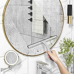 AmazerBath Squeegee for Shower Glass Door, Shower Squeegee for Glass Doors - All-Purpose Squeegee with Hook for Shower Doors, Windows, Mirrors, Tiles and Car Glass, 10 Inches