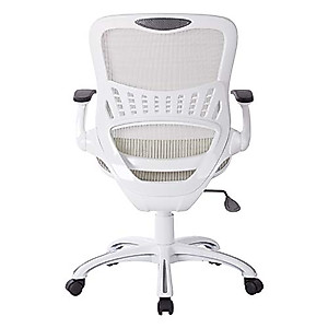 Office Star Ventilated Manager's Office Desk Chair with Breathable Mesh Seat and Back, White Base, White