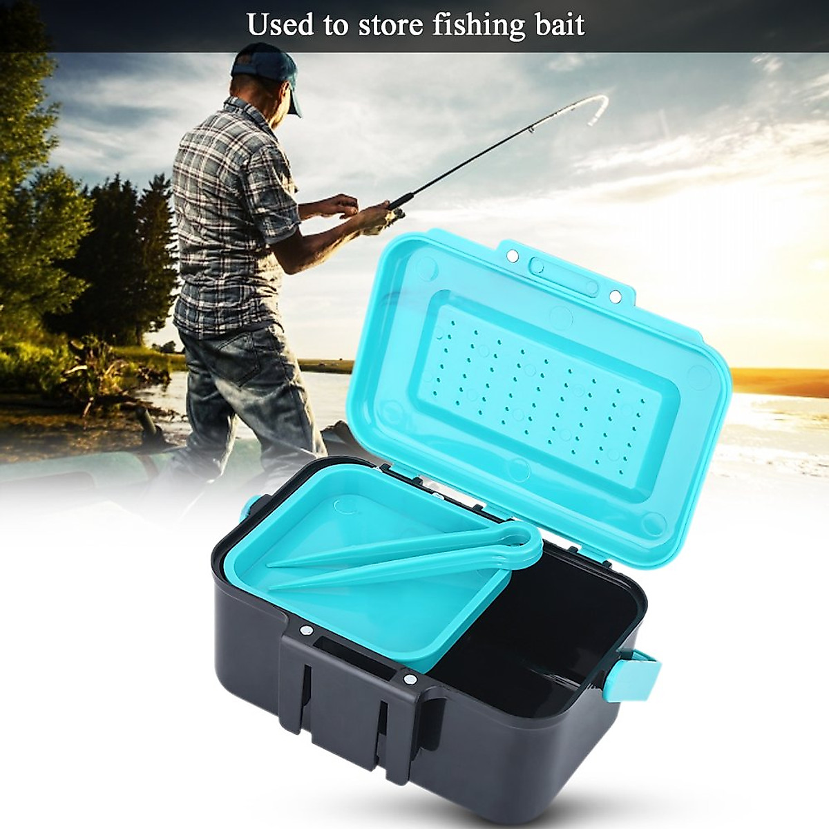 Fishing Bait Case, Plastic Fishing Bait Holder Box Worm Lure Storage Case with Clip Perfect for Fishing