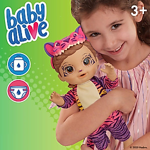 Baby Alive Rainbow Wildcats Doll, Tiger, Accessories, Drinks, Wets, Tiger Toy for Kids Ages 3 Years and Up, Brown Hair (Amazon Exclusive)