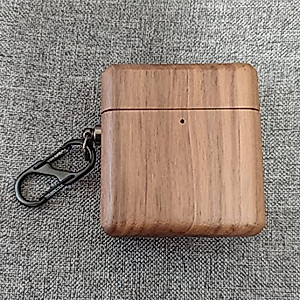 DAYJOY Handmade Nature Wooden Genuine Real Wood Protective Case Cover with Carabiner Compatible with New Bose QuietComfort Earbuds II/QuietComfort Ultra Headphones Earbuds (Walnut)