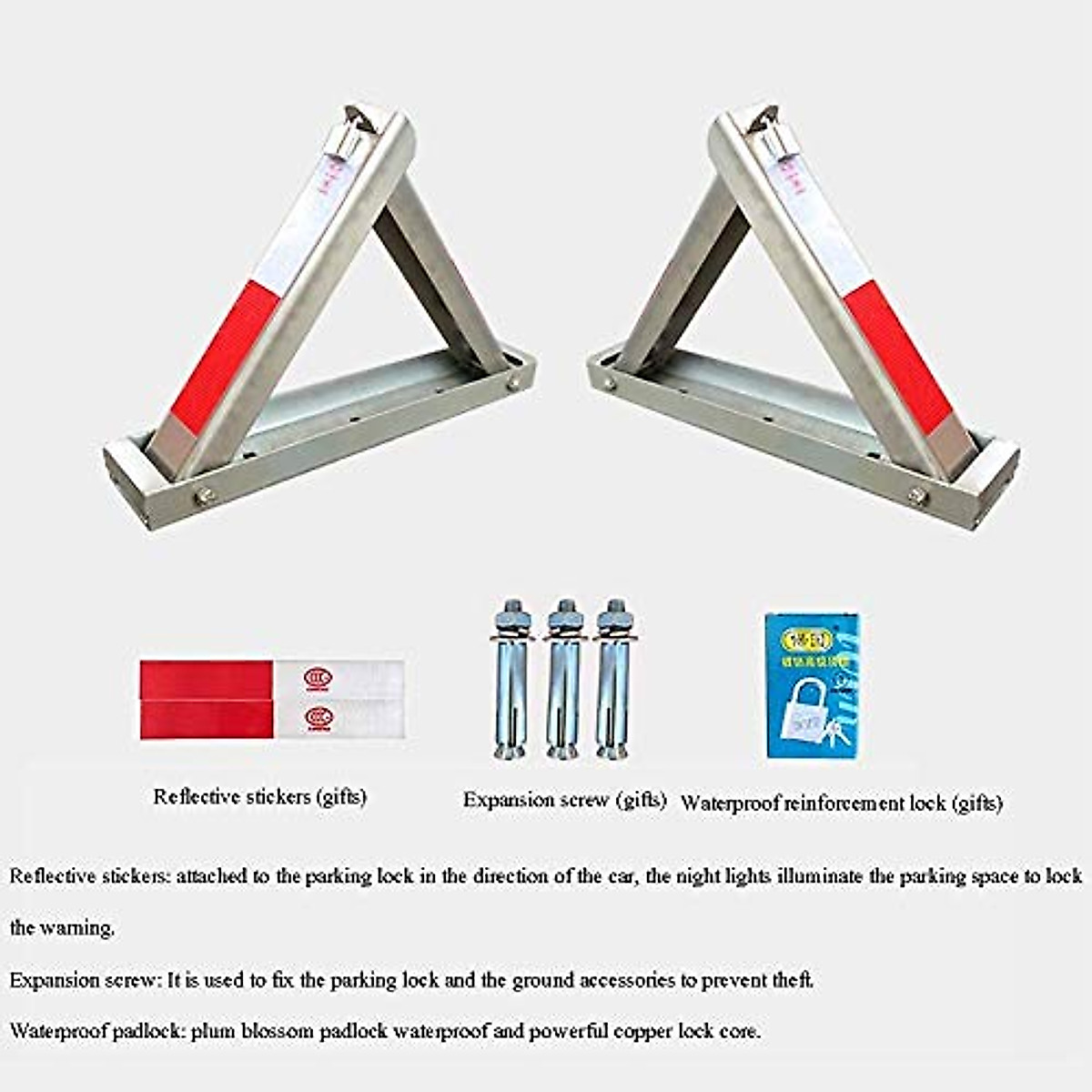 Parking Locks Parking Piles Parking Barriers Thick Stainless Steel Type a Triangular Locked Car Parking Spaces Lock Occupying Integrally Molded Crash,55 X 8 X 35Cm Bollard