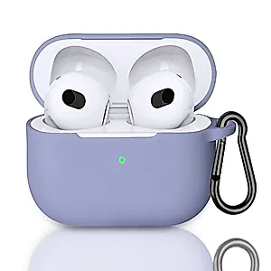 MATEPROX Compatible with AirPods 3 Case,Soft Silicone Protective Headphone Charging Cover with Keychain for Airpods 2021 3rd Generation (Lavender Purple)