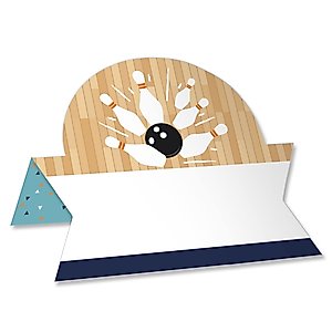 Big Dot of Happiness Strike Up the Fun - Bowling - Birthday Party or Baby Shower Tent Buffet Card - Table Setting Name Place Cards - Set of 24