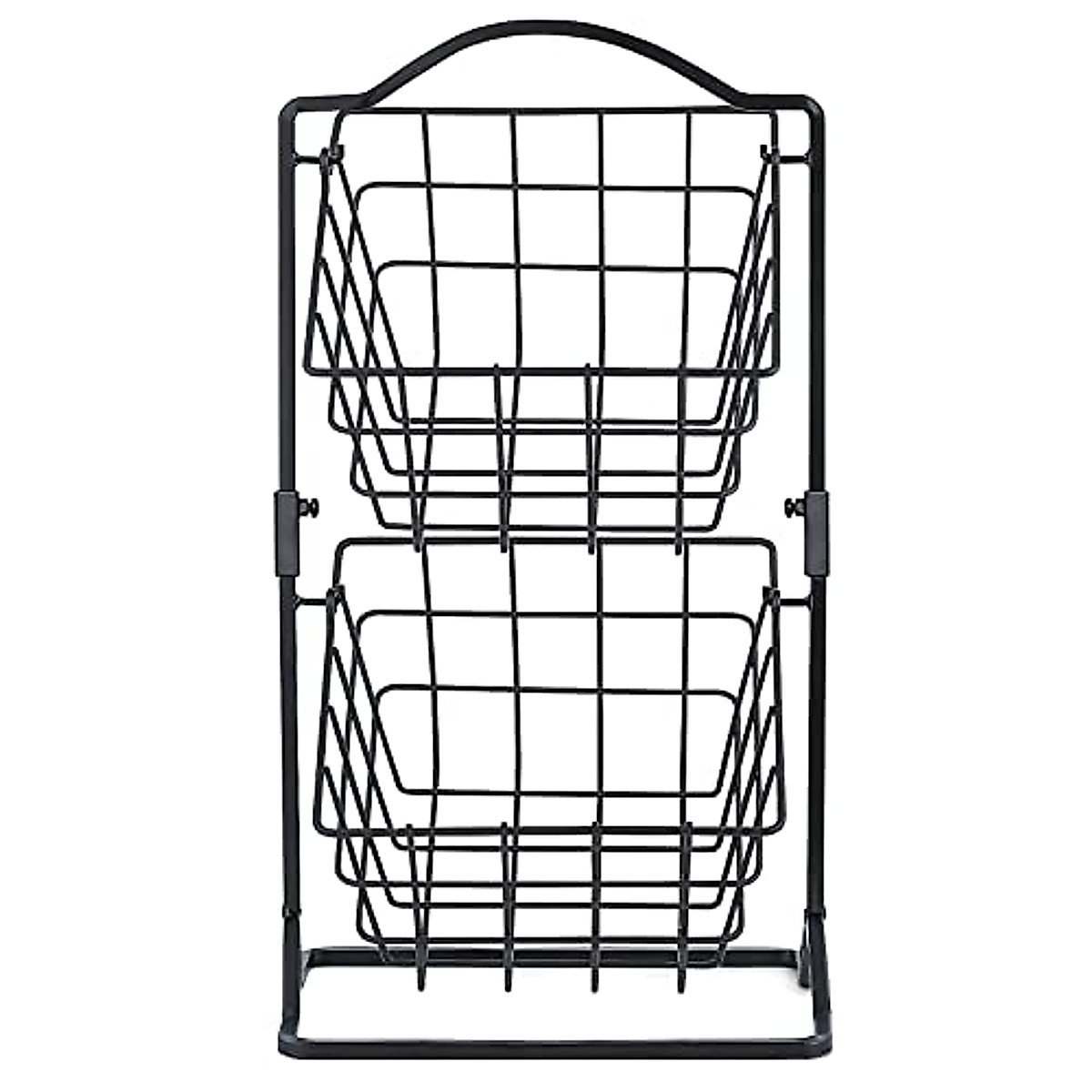 Wetheny 2 Tier Fruit Basket Fruit Bowl for Kitchen Counter,Bread,Fruit and Vegetable Holder Storage Basket,Wire Hanging Basket stand for Kitchen Organizer