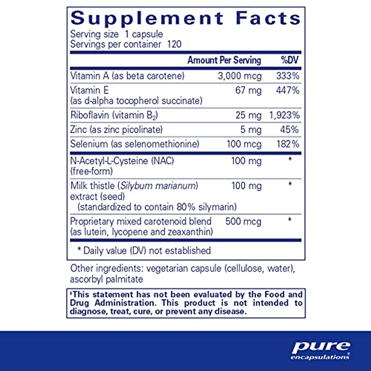 Pure Encapsulations AntiOxidant Formula | Broad Spectrum Antioxidant Support | 120 Capsules