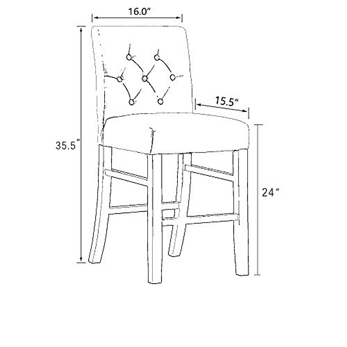 YEEFY 24" Button-Tufted Fabric Barstools Dining Counter Height Side Chairs (Beige, Set of 2)