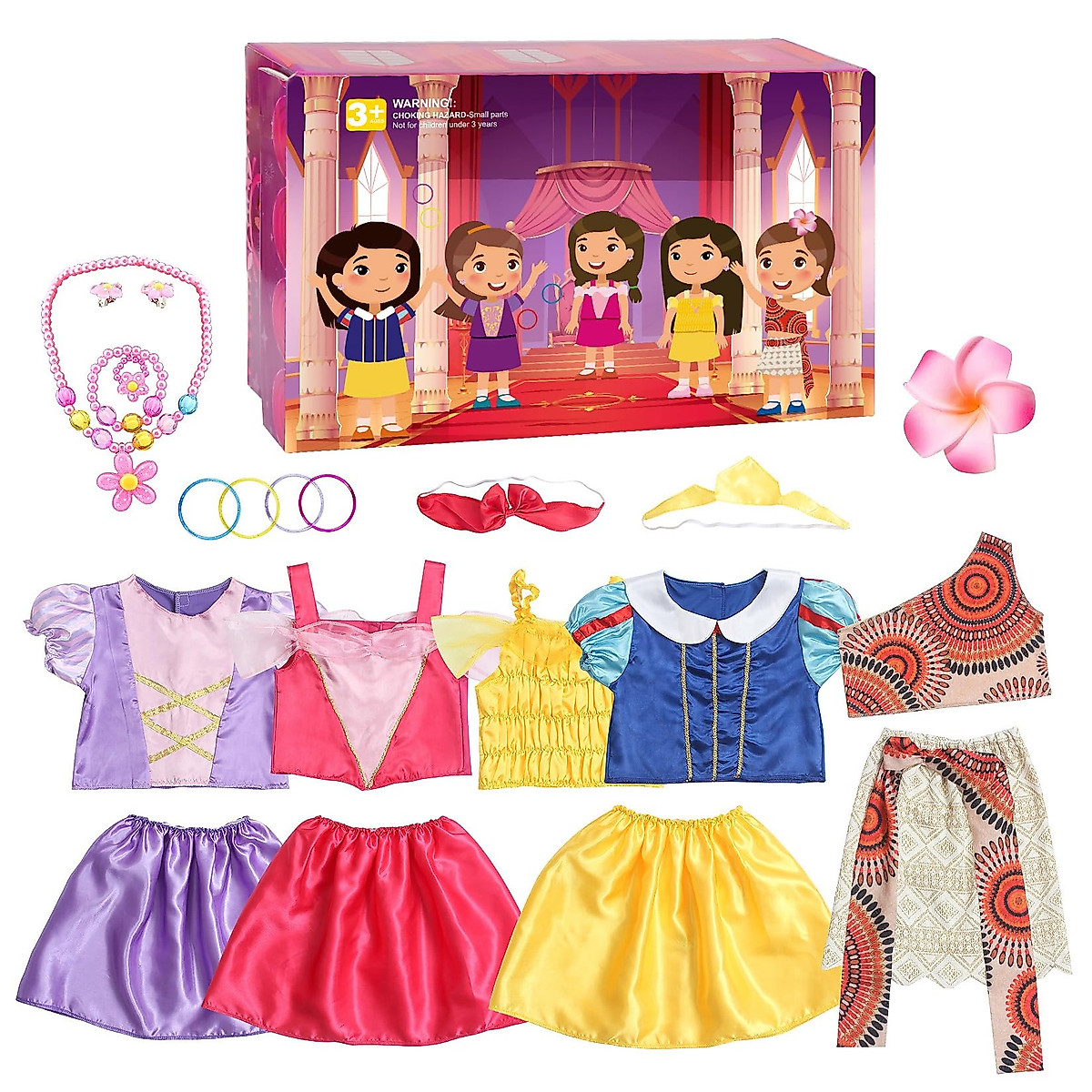 BiBiblack Girls Princess Dressup Trunk - 22PCS Pretend Play Costume Set Dressup Play Clothes for Little Girls Ages 3-6 Years