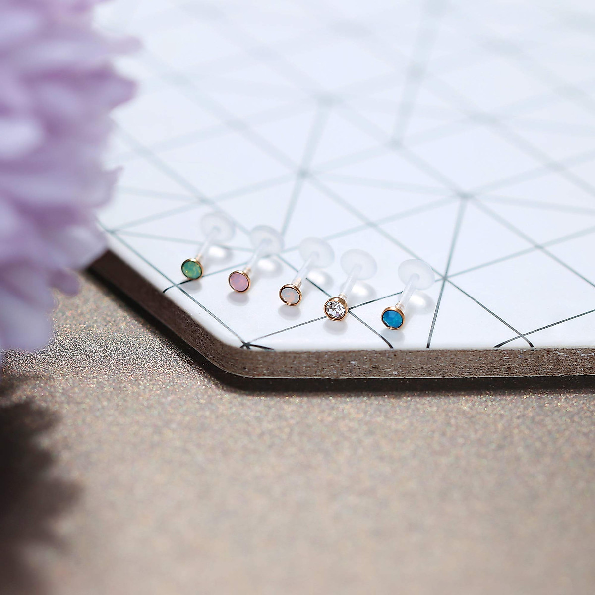 JOERICA 16G Tragus Forward Helix Cartilage Earrings Studs Clear Labret Studs Lip Rings Monroe Piercing Jewelry 6mm 1/4"