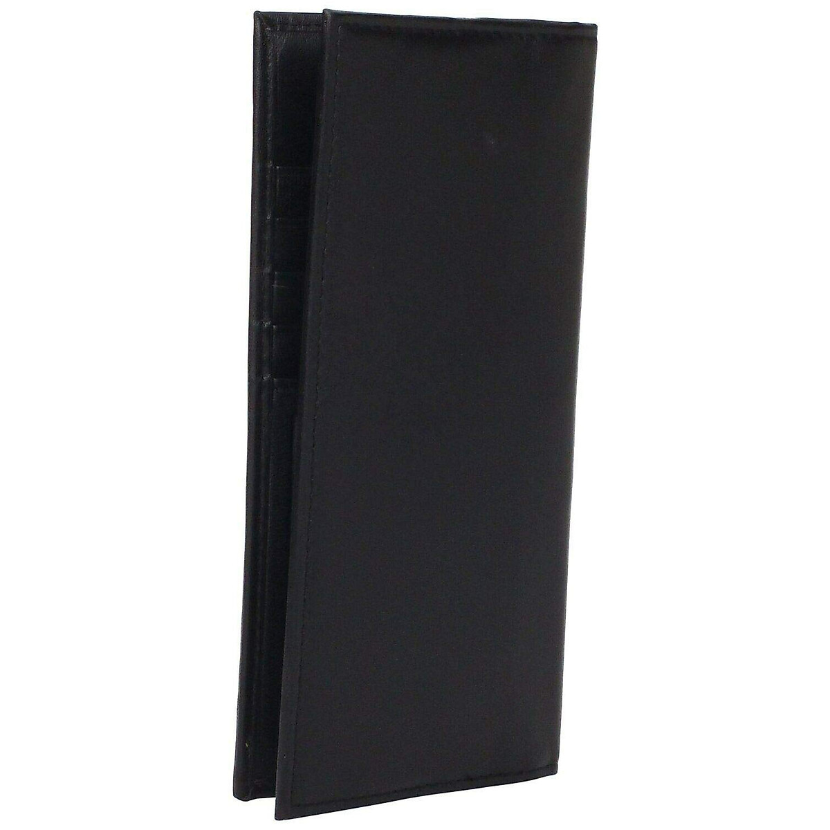 Tommy Hilfiger Leather Secretary Wallet - Slim Long Multipurpose Versatile Vertical Bifold Checkbook Cover, Black