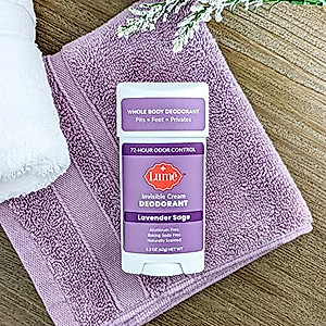 Lume Deodorant Cream Stick - Underarms and Private Parts - Aluminum-Free, Baking Soda-Free, Hypoallergenic, and Safe For Sensitive Skin - 2.2 Ounce (Lavender Sage)