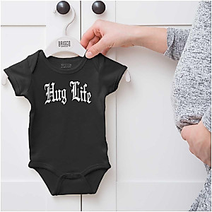 Brisco Brands Hug Life Tattoo Letters Font Funny Baby Romper Boys or Girls