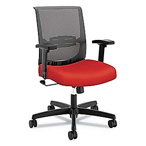 HON Convergence Mid-Back Task Chair, Swivel-Tilt, Supports Up to 275 Lb, 16.5" to 21" Seat Height, Red Seat, Black Back/Base
