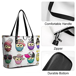 Womens Handbag Owl Pattern Leather Tote Bag Top Handle Satchel Bags For Lady