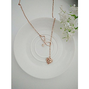 MANZHEN Rose Gold Plated Medicine Stethoscope Heart Initial Alphabet Letter Necklace for Doctor Nurse (B)