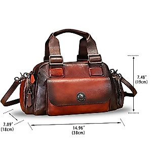 Genuine Leather Handbag for Women Satchel Top Handle Bags Handmade Vintage Crossbody Handbags Purses (Red)