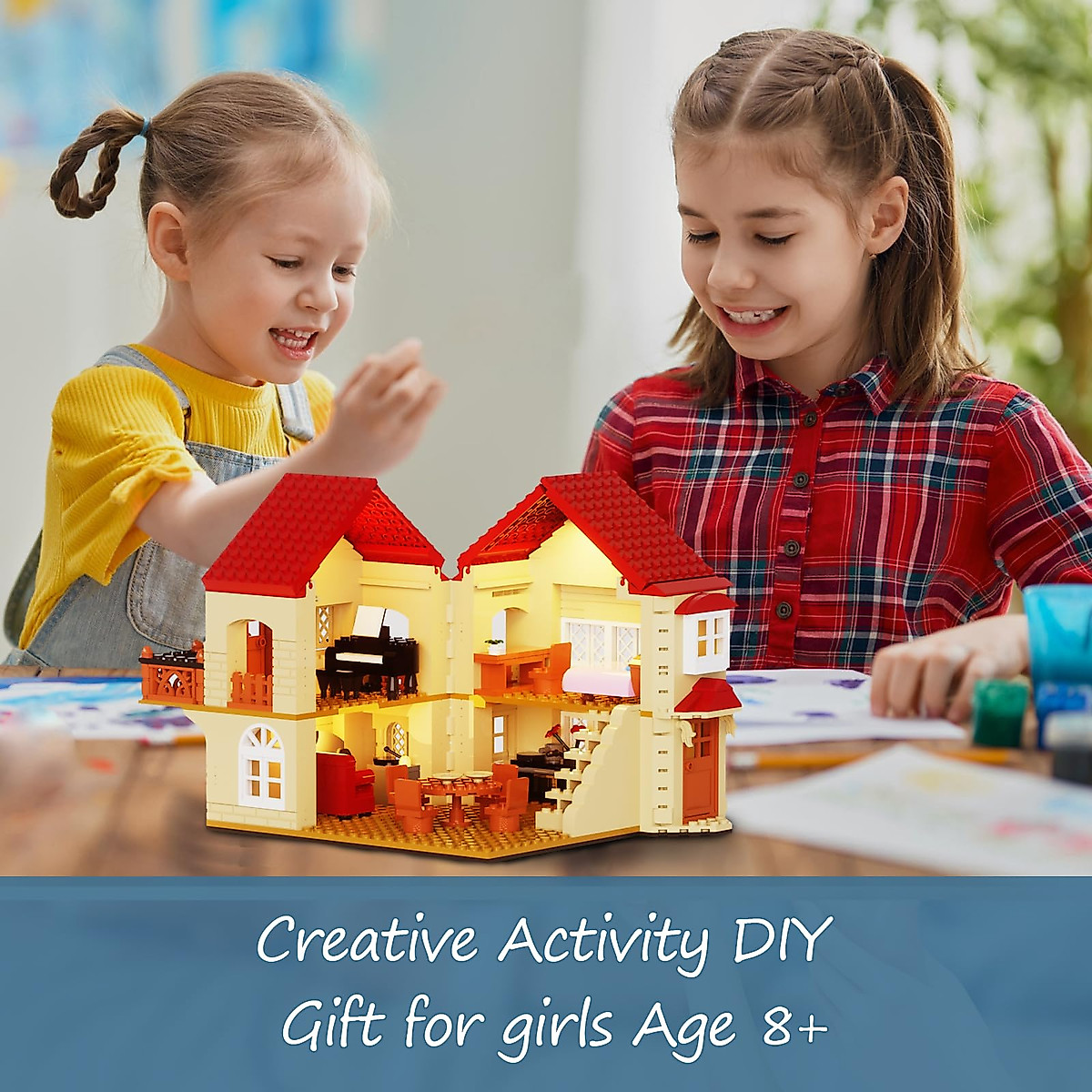 Tenhorses Cabin House Building Set, Cozy Log Country Home with Lighting Kit, Home Decor Creative DIY Birthday Toy Gifts for Girls or Adults (692pcs)