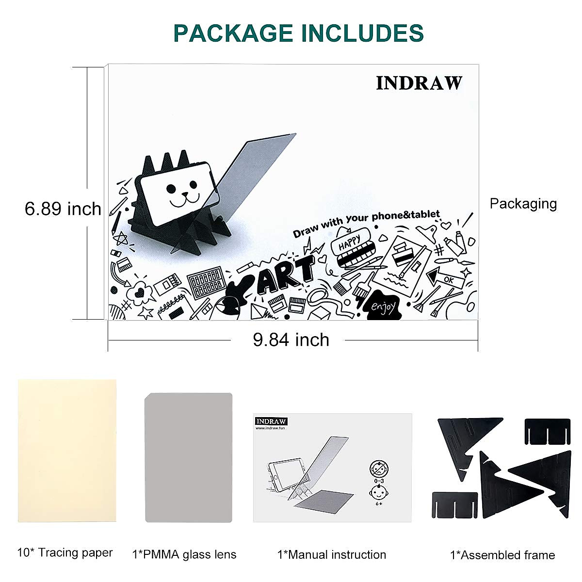 Yuntec Optical Drawing Board, Portable Optical Tracing Board Image Drawing Board Tracing Drawing Projector Optical Painting Board Sketching Tool for Kids, Beginners, Artists, etc