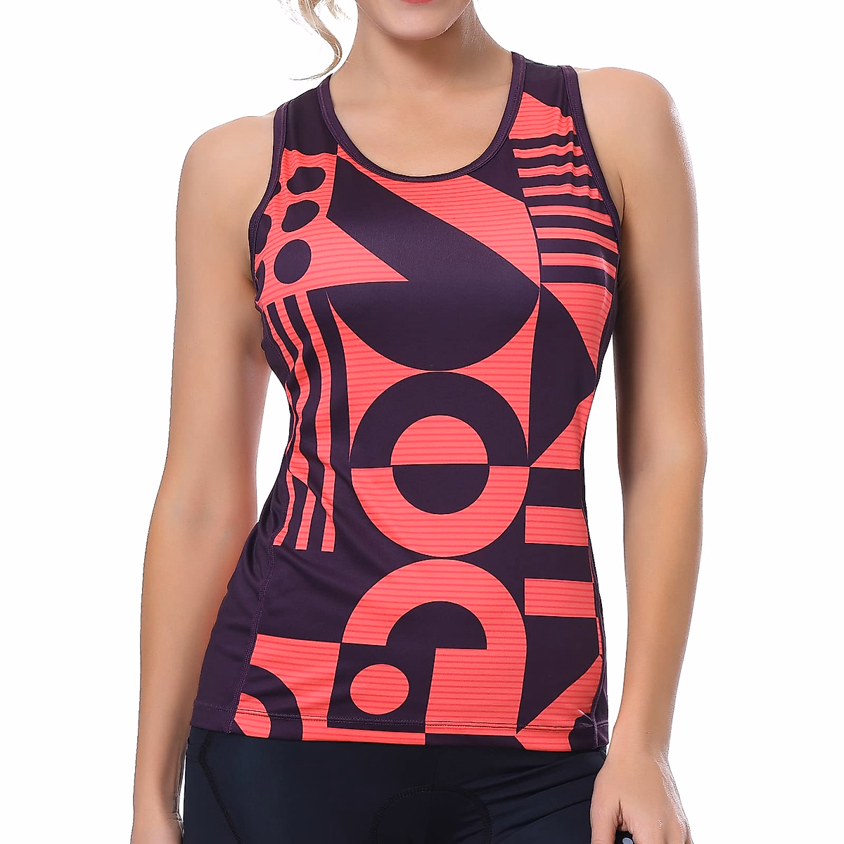 Racerback Cycling Tank Tops Women Indoor-Outdoor Bike Sleeveless Recreation Spin Tank Shirts with Pocket(Violet,XXL)