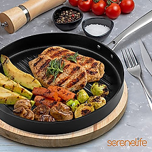 NutriChef Anodized Non-Stick Grill - Dishwasher Safe Nonstick Grill Pan Heavy Gauge Aluminum Body with Hard Anodized Surface for Even Heating, Max Temperature: 500° Fahrenheit (260° Celsius)