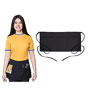 Avalon Kitchen Server Aprons Unisex Waist Aprons with 3 Pockets 24x12 Inches ­Waiter Waitress Apron Half Apron for Women