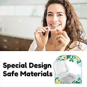 HOUSYLOVE Retainer Cases Cute, Retainer Holder Case 1 Pack, Aligner Case with Colorful Novelty Cute Patterns, Night Guard Case with Hand Drawn Colorful Floral Patterns (White)