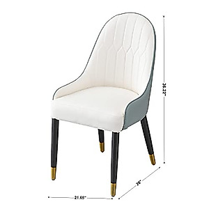 Montary Dining Chairs Set of 2, Mid Century Modern Faux Leather Chair with Solid Wood Metal Legs and Ergonomic Backrest for Living Kitchen Dining Room Chairs (Not Include Table)