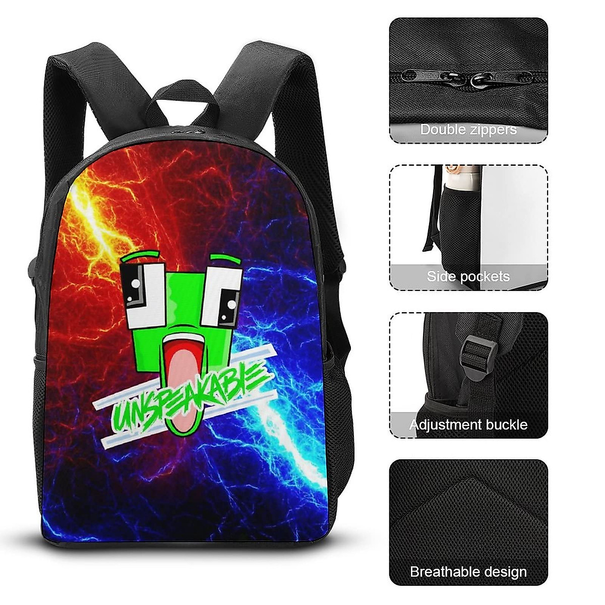 MMsekt Daily Game Fans Backpack Travel Backpacks With Lunch Bag Pencil Bag Set 3 pcs Set Cartoon Backpack 1