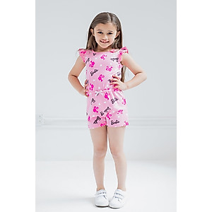 Barbie Toddler Girls French Terry Sleeveless Romper Pink 4T