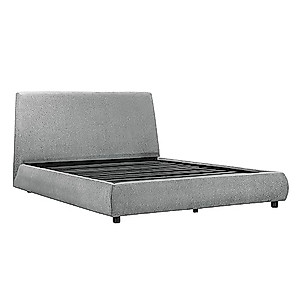 Lexicon Ithaca Chenille Upholstered Platform Bed, Cal King, Gray
