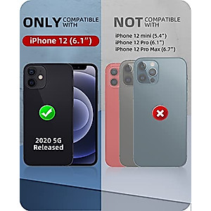 WIFORT iPhone 12 Waterproof Case - Built-in Screen Protector Water Resistant Cover Protective Drop Protection Hard, Shockproof Full Body Defender Tough Military Grade - 6.1" Black