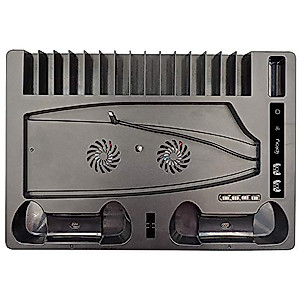 Multi-Function Charging Stand with Cooling Fan for PS5 Disc/Digital Edition/PS5 Controller, Vertical Charger Cooling Storage Stand for Playstation5 (Black)