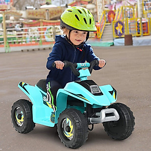 HONEY JOY Ride On ATV, 6V Mini Off-Road Battery Powered Motorized Quad for Kids, 2 Speeds, Anti-Slip Wheels, RWD 4-Wheeler Electric Ride On Toy Car for Toddlers (Blue)